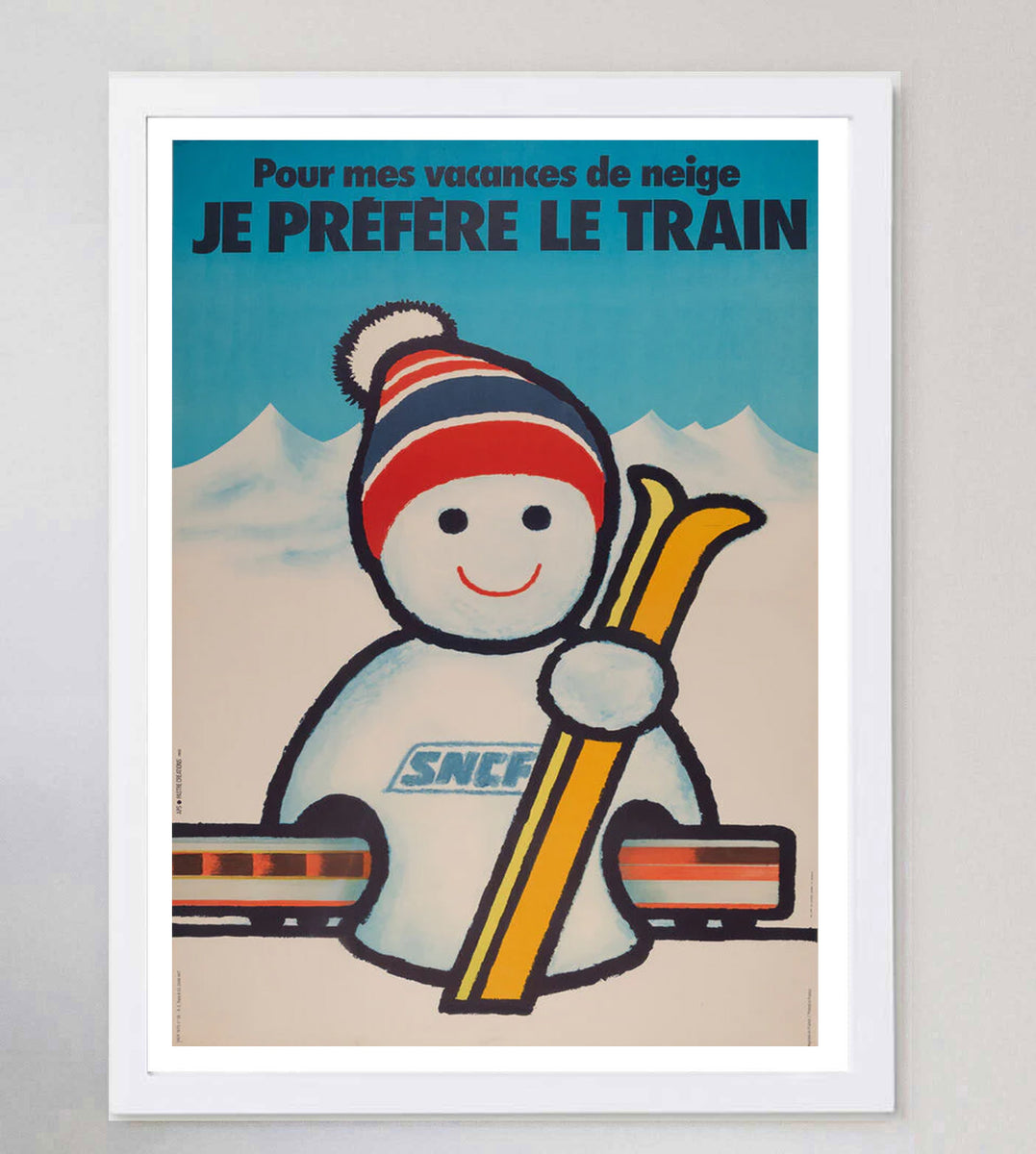 Original Vintage Travel Poster - SNCF - Je Prefere le Train Snowman ...